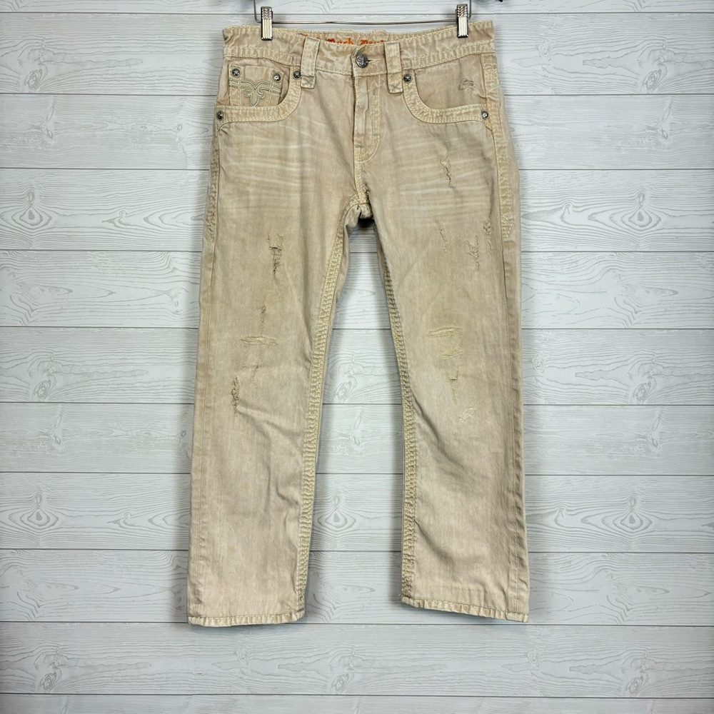 Rock Revival James Slim Straight Cream Colored Jeans … - Gem